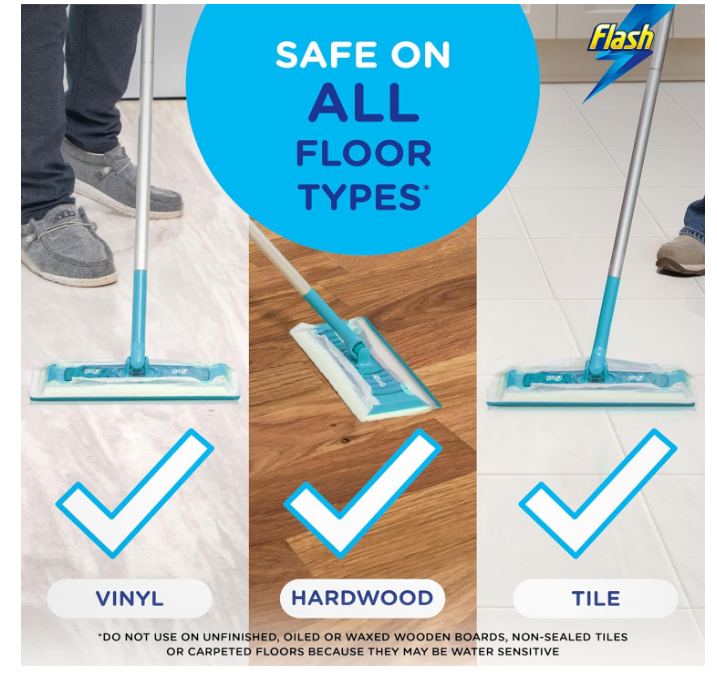 Flash Speed Mop Starter Kit, All-In-One Floor Mopping System 4 Wet + 4 ...