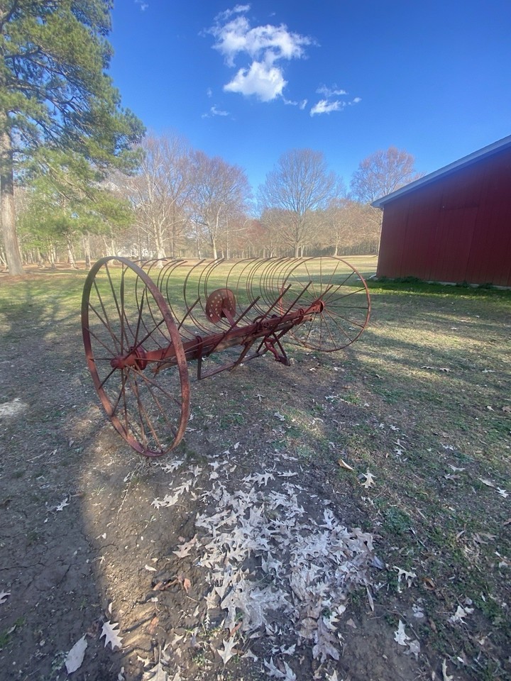 RARE Vintage MULE/HORSE DRAWN FARM HAY DUMP RAKE. Red Metal | eBay