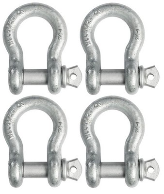 4x 7/8" Bow Shackle D-Ring Zinc Plated w 1" Clevis Screw Pin 14000 lbs ...