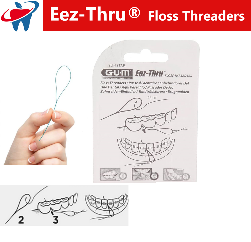 50-200x Sunstar GUM 840 Eez-thru FLOSS Threaders 50 pieces total Floss ...