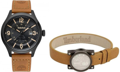 Men's Watch Timberland Leather Strap Steel Case Special Box Bracelet | eBay