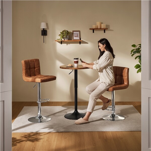 Modern Round Swivel Bar Table Height Adjustable Pub Table for Home ...
