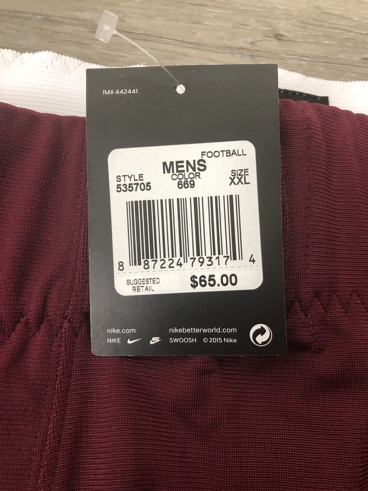 Nike Mens Maroon Size 2XL Defender Football Pants $65 NWT #535705-669 4 ...