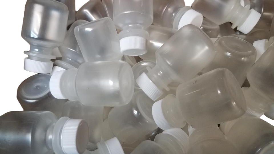 1 oz (30 ml) Polypropylene Plastic Bottles w/Caps (12-25-50-100 count ...