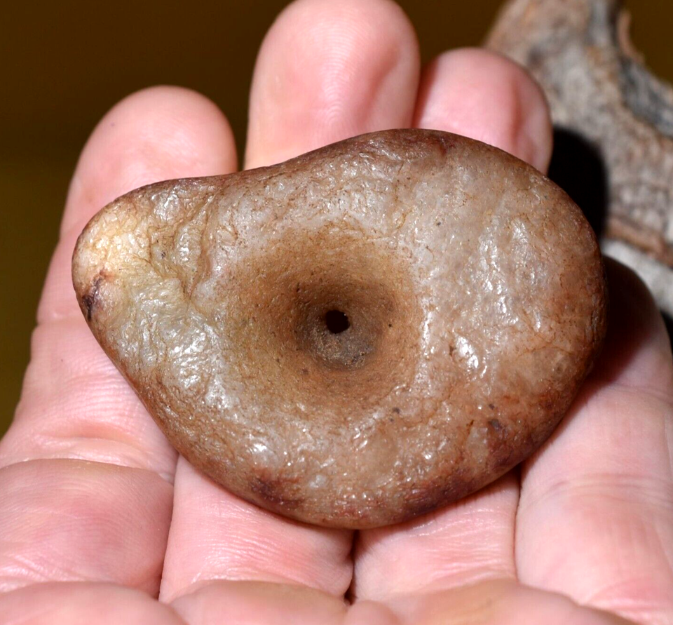 Ancient Large Hand Carved Stone Dig Bead Excavated In Mali, African ...
