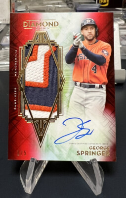 GEORGE SPRINGER 2021 TOPPS DIAMOND ICONS AUTO AUTOGRAPH PATCH CARD #1/5 ...