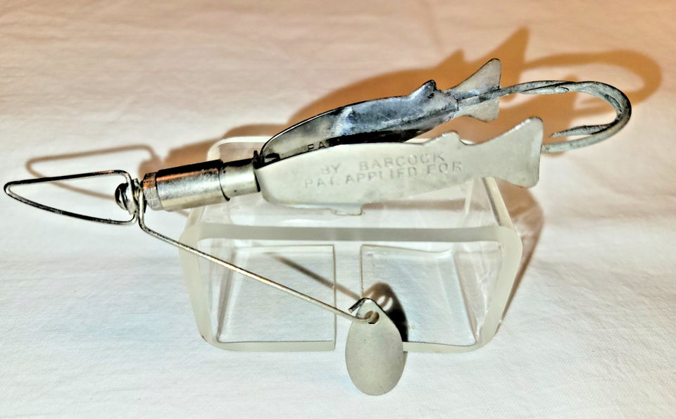 RARE Early BABCOCK SPRING LOADED Metal Fishing Lure Double Hook SPINNER ...