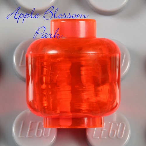 NEW Lego Trans Clear ORANGE MINIFIG HEAD Plain Translucent Alien ...