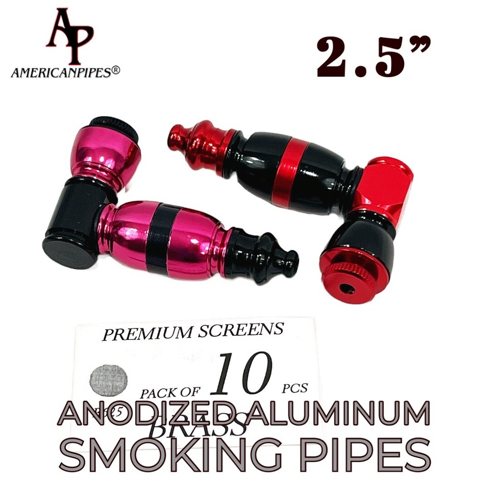 2 Pcs AMERICAN PIPES®️ Tobacco Smoking Metal Pipe Anodized Alum +10 ...