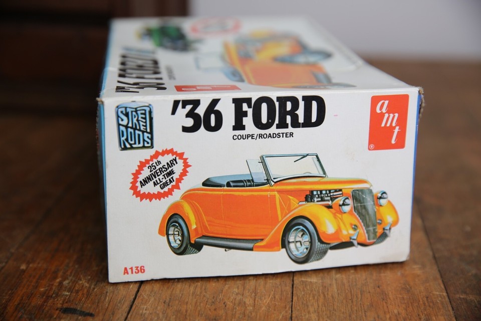 1973 AMT '36 Ford Coupe Roadster Model Car Kit built junkyard box No ...