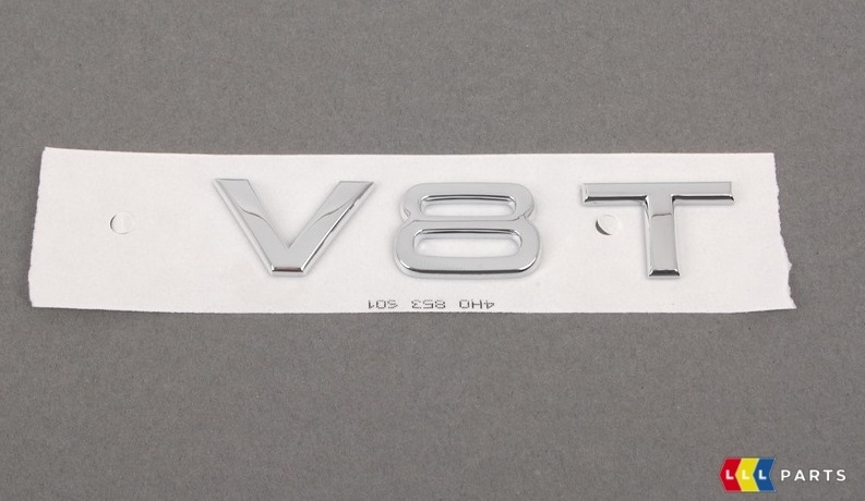 NEW GENUINE AUDI A6 A7 A8 CHROME V8T SIDE BADGE EMBLEM 4H0853601 2ZZ ...