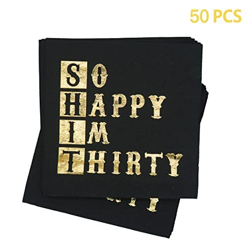 So Happy Im Thirty Napkins 30th Birthday Napkins Black Gold 30th