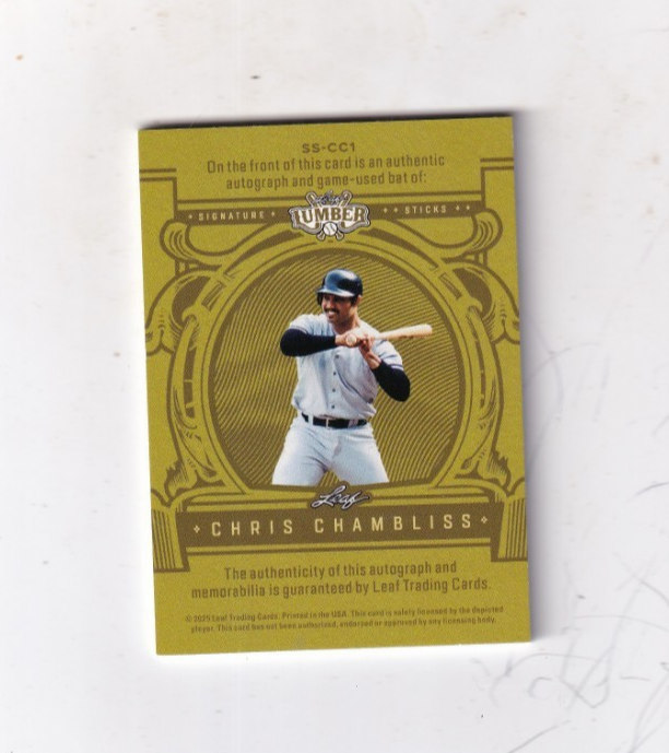 2025 CHRIS CHAMBLISS LEAF LUMBER DUAL GU BAT & AUTOGRAPH 03/30 NEW YORK ...