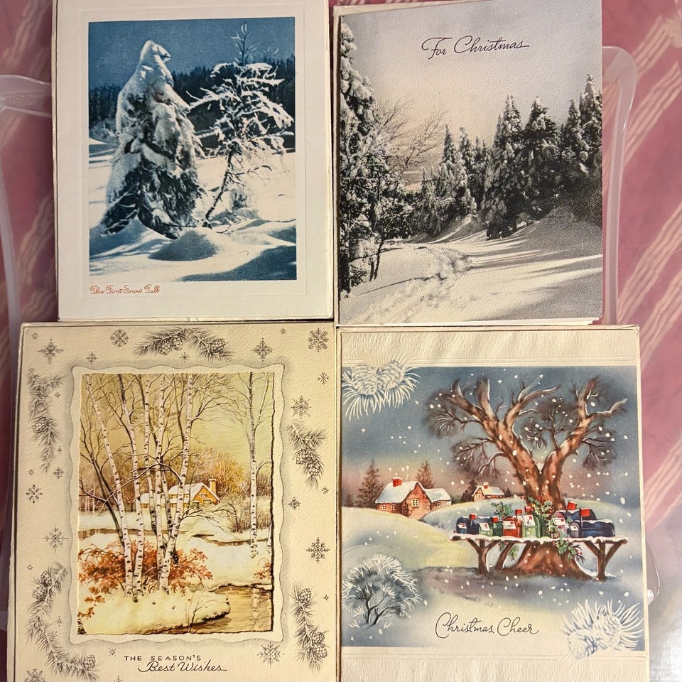 vintage 1944 LOT of 44 CHRISTMAS greeting CARDS used Envelopes ...