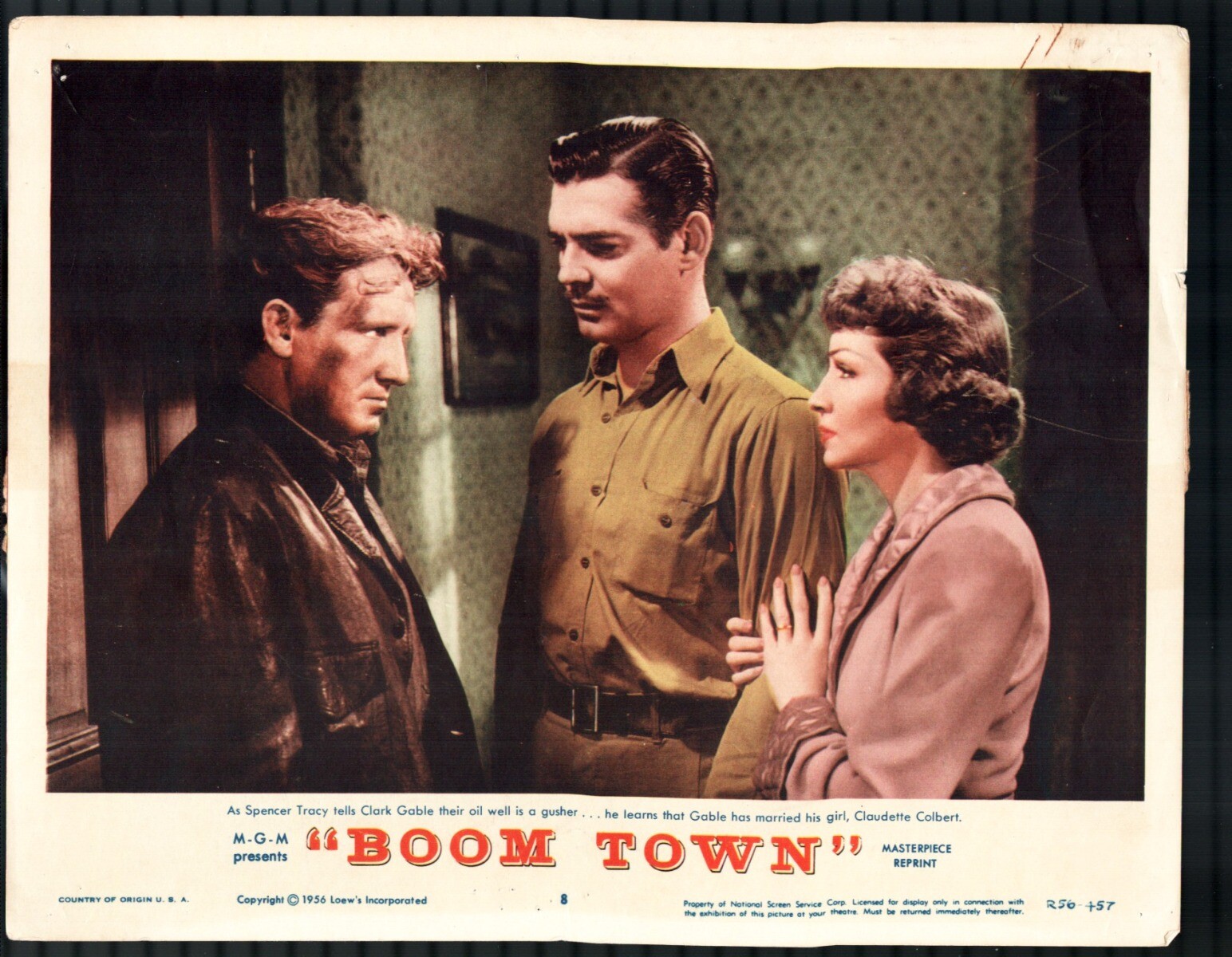 Lobby Card: Boom Town 11"x14" Lobby Card #8 Spencer Tracy Claudette ...