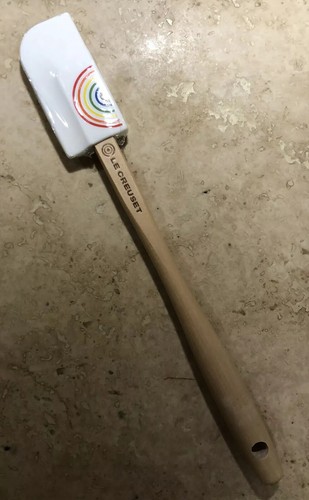 Rainbow Small Spatula LE CREUSET Craft Wooden Handle Removable Silicone ...
