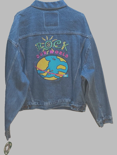 Rock Our World AP Vintage 90s Blue Denim Jeans Sport Trucker Jacket L ...