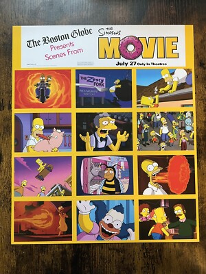 2007 THE SIMPSONS MOVIE PROMO FULL SHEET 12 TRADING CARDS TRIVIA BOSTON ...