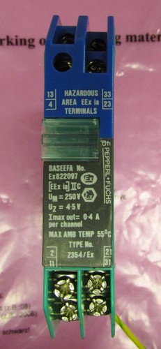 PEPPERL FUCHS Type Z354/EX BASEEFA EX822097 Safety Barrier Relay Z354 ...