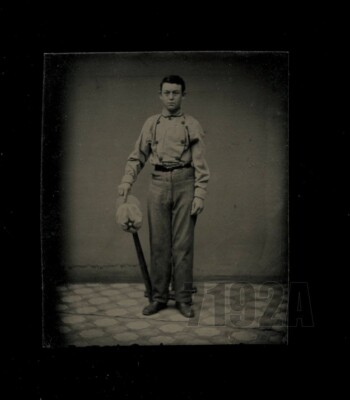 1860s 1870s RARE Miniature Tintype Photo Baseball Player Holding Bat ...