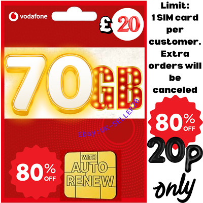 OFFICIAL Vodafone UK Pay As You Go SIM CARD. Standard Micro Nano | eBay