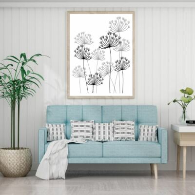 Flowers B&W Line Art esign Print Premium Poster High Quality choose ...