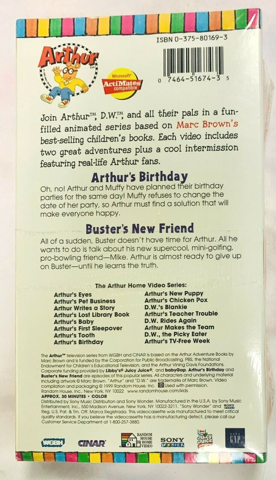 Arthur‘s Birthday Plus Buster‘s New Friend (VHS, 1999) NEW SEALED RARE ...