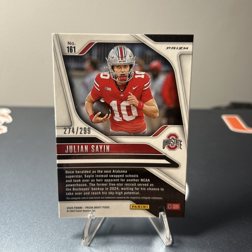 Julian Sayin 2025 Panini Prizm Draft Picks SP Blue Wave Prizm /299 #161 ...