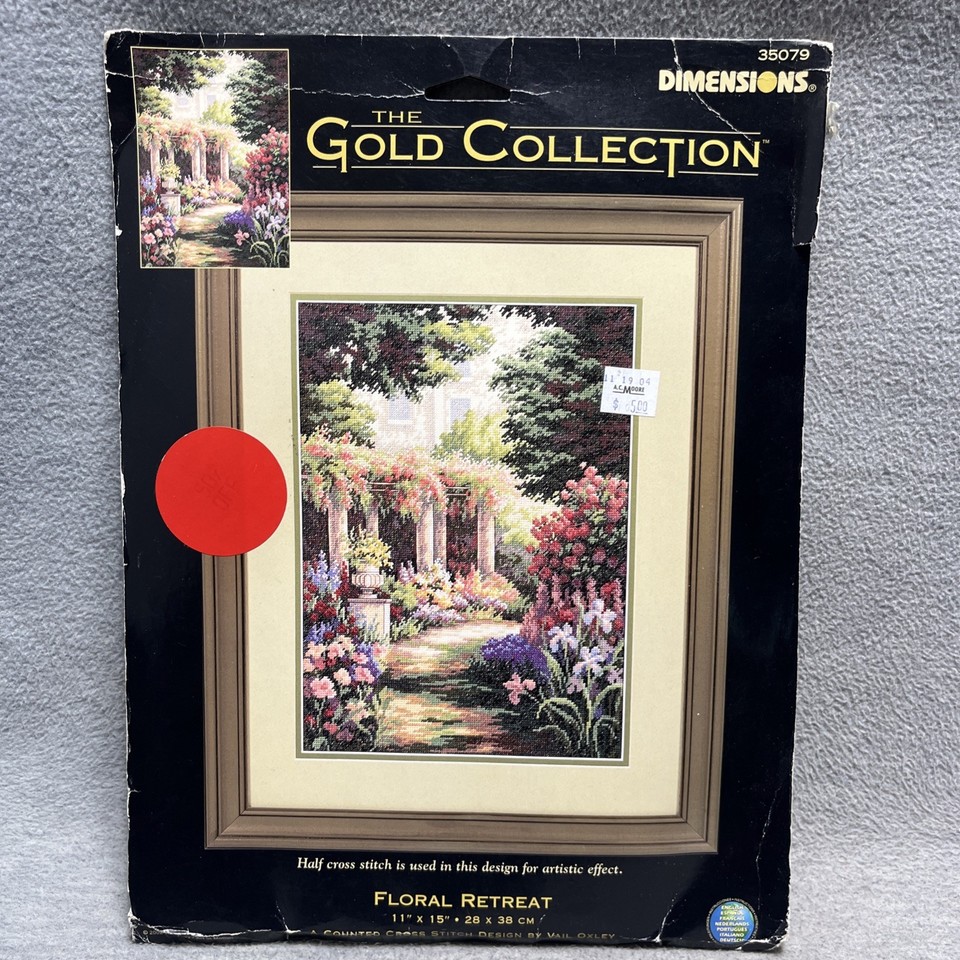 Vintage Dimensions FLORAL RETREAT Gold Collection Cross Stitch Kit ...