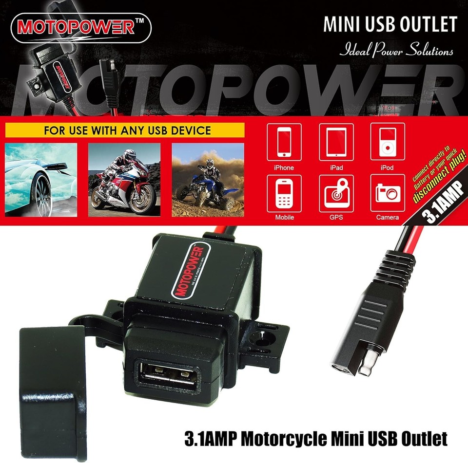 Motorcycle USB Port Kit 3.1Amp Waterproof Universal Fast Charge Adapter ...