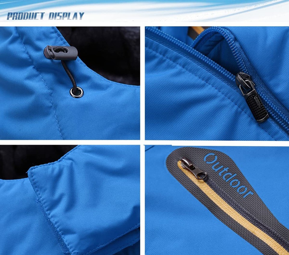 Men's Winter Ski Snow Jacket Warm Fleece Lined Outdoor Work Coat ...