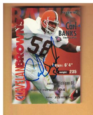 CARL BANKS AUTOGRAPHED 1995 FLEER FOOTBALL CARD SIGNED CLEVELAND BROWNS ...