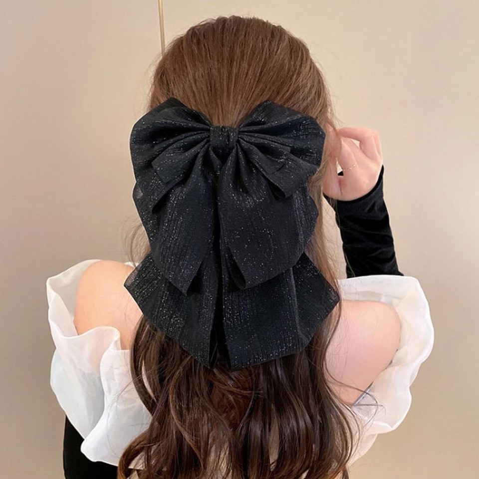 Large Hair Bows for Women Big Bow Clip Girl Scarf French Barrette y CS ...