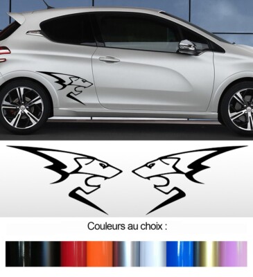 2 X LION POUR PEUGEOT 205 206 207 208 306 307 308 CC AUTOCOLLANT ...