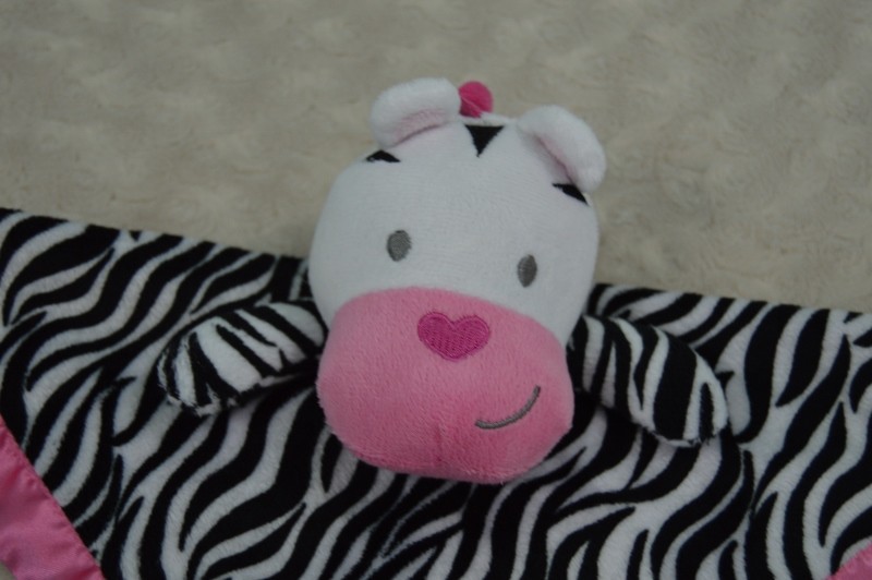 Garanimals Zebra Lovey Security Blanket Black White Pink Silky Satin ...