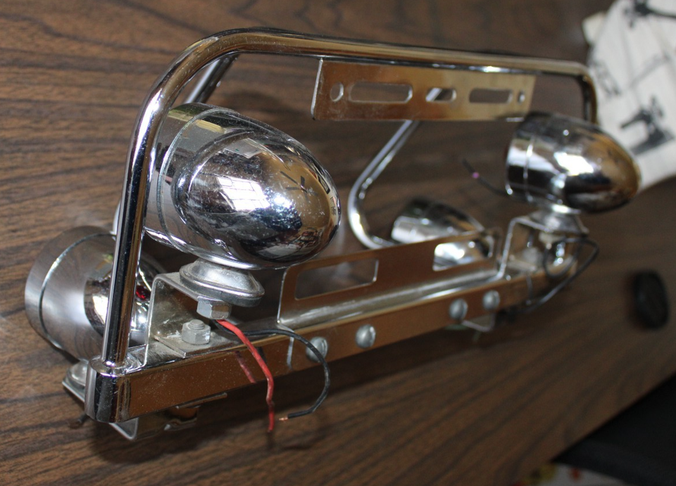Harley Panhead License Plate Light Bar w/Glass Bullet Lights Shovelhead ...