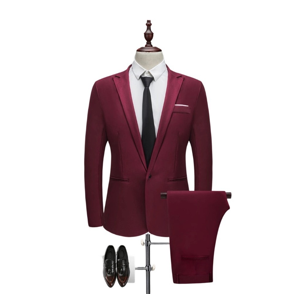 For Men For Work Two-Piece Suit Business Jacket Office Lay Flat ...