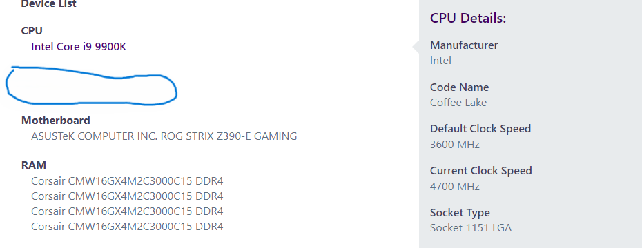 Intel CPU i9 9900K, Asus Rog Strix Z390E Motherboard and Corsair ...