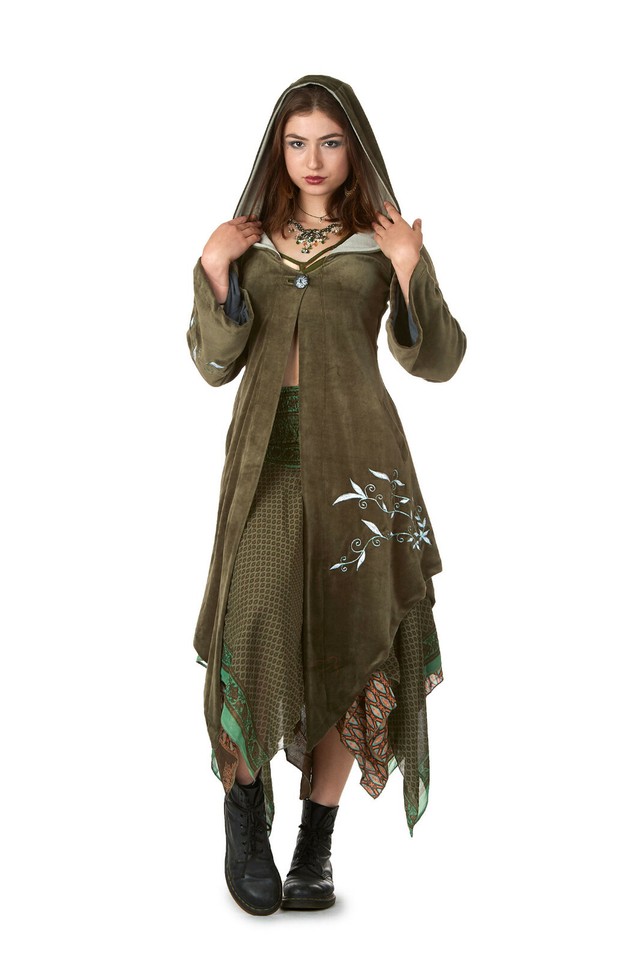 Velvet Faery Goddess Jacket, Boho Goa Psy Trance Coat Plus Size Pagan ...