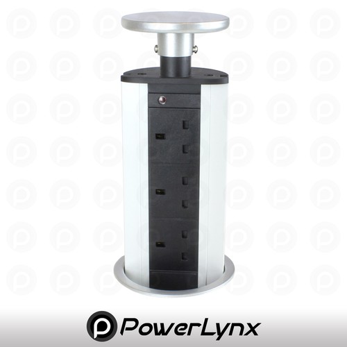 Pop Up Socket Power Pod Unit 3 Mains Outlets Kitchen Worktop Extension ...