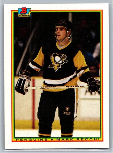 1990-91 Bowman Mark Recchi Rookie Pittsburgh Penguins RC #206 | eBay
