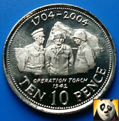 2004 Gibraltar 10p Ten Pence Key Date Operation Torch 1942 WWII Allied ...