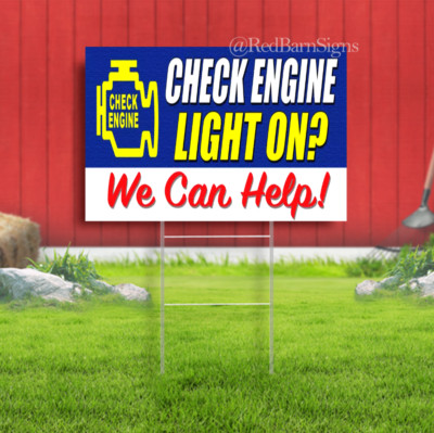 Check Engine Light Yard Sign Auto Repair Tire Dealer Service Bay Garage ...