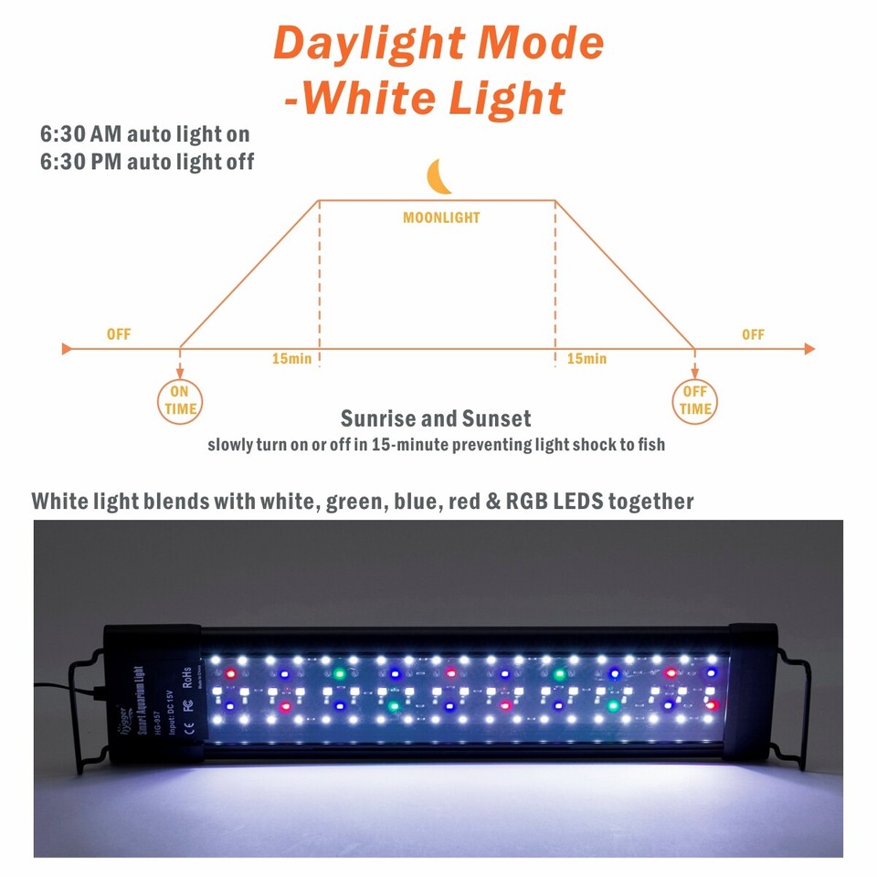 hygger 24/7 Aquarium LED Light 18 24 32 48 55" Fish Tank Light ...