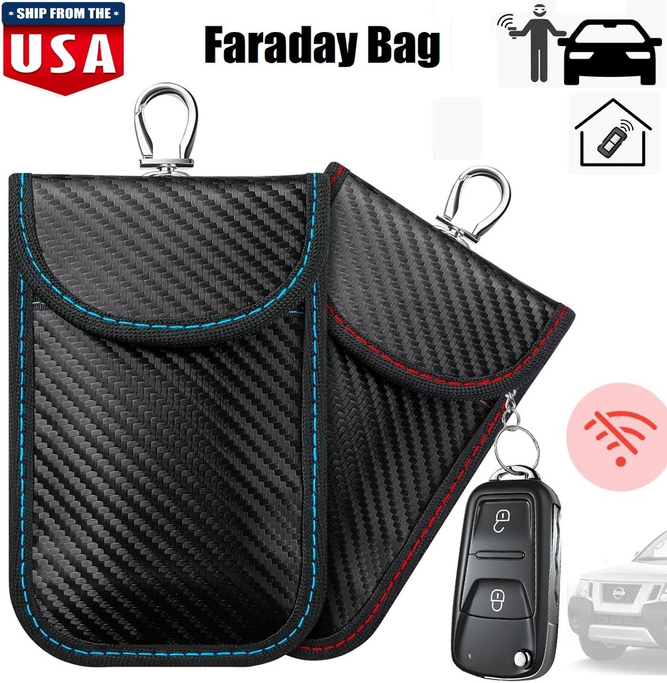 2× Car Key Fob RFID Signal Blocker Faraday Signal Blocking Pouch Bag ...