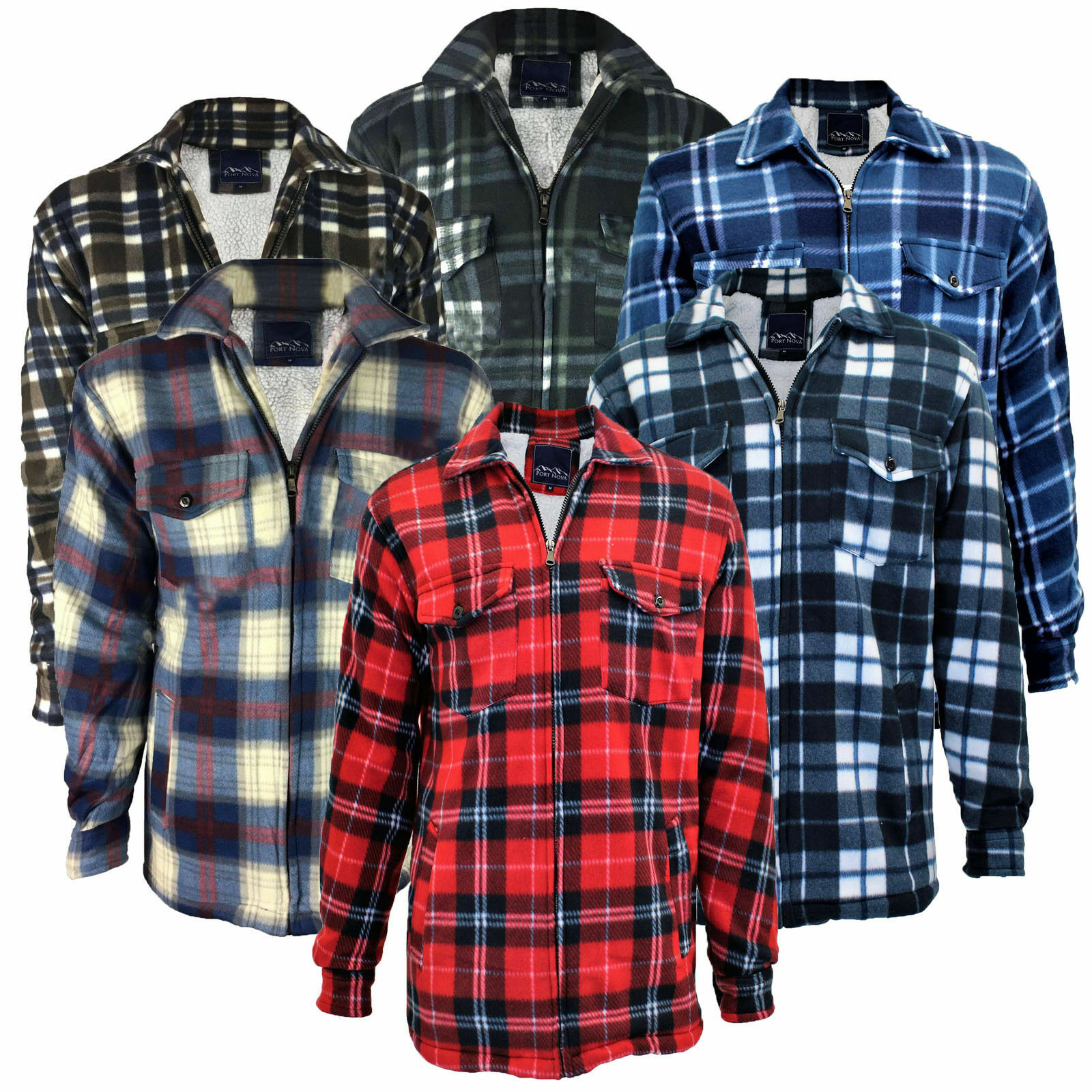 Men s Padded Work Shirts Quilted Fleece Lumberjack Shirt Top Coats ...