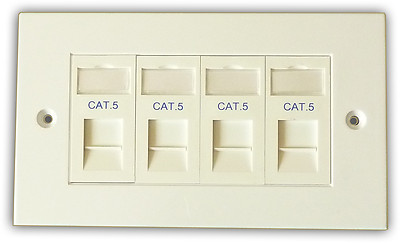 Cat5 4 Way Data Network Outlet Kit, Faceplate, Modules. LAN Ethernet ...