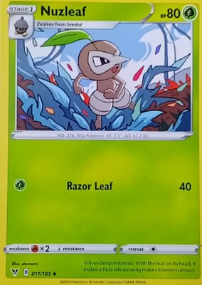 Pokémon TCG Nuzleaf Vivid Voltage 011/185 Regular Uncommon | eBay