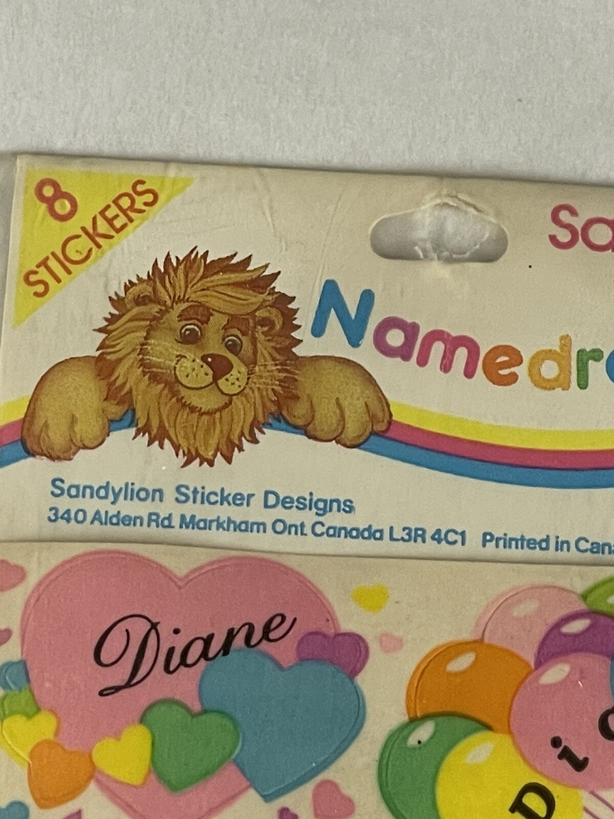 Vintage Sandylion One Sheet of Stickers 1988 Namedroppers Diane NOS | eBay