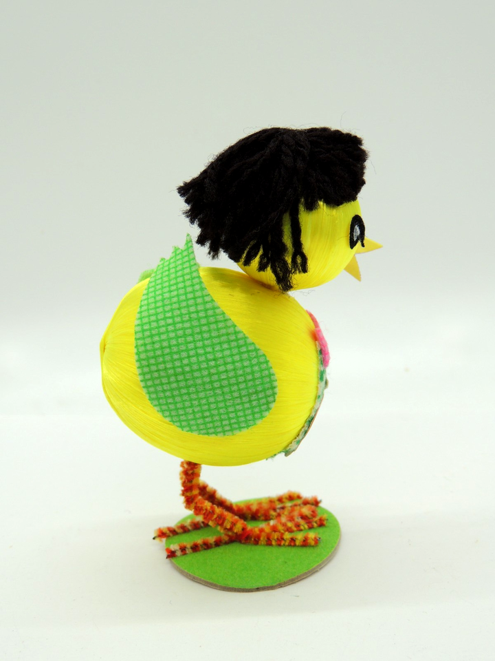 Vintage Satin Ball Easter Chick Pipe Cleaner Legs Playing Guitar ...